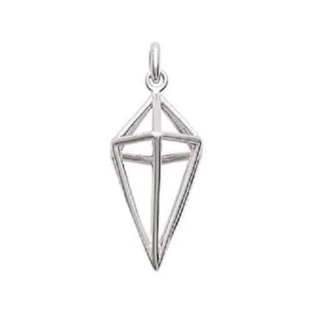Collier Pendentif Forme Conique Pyramide En Argent Massif 925/1000
